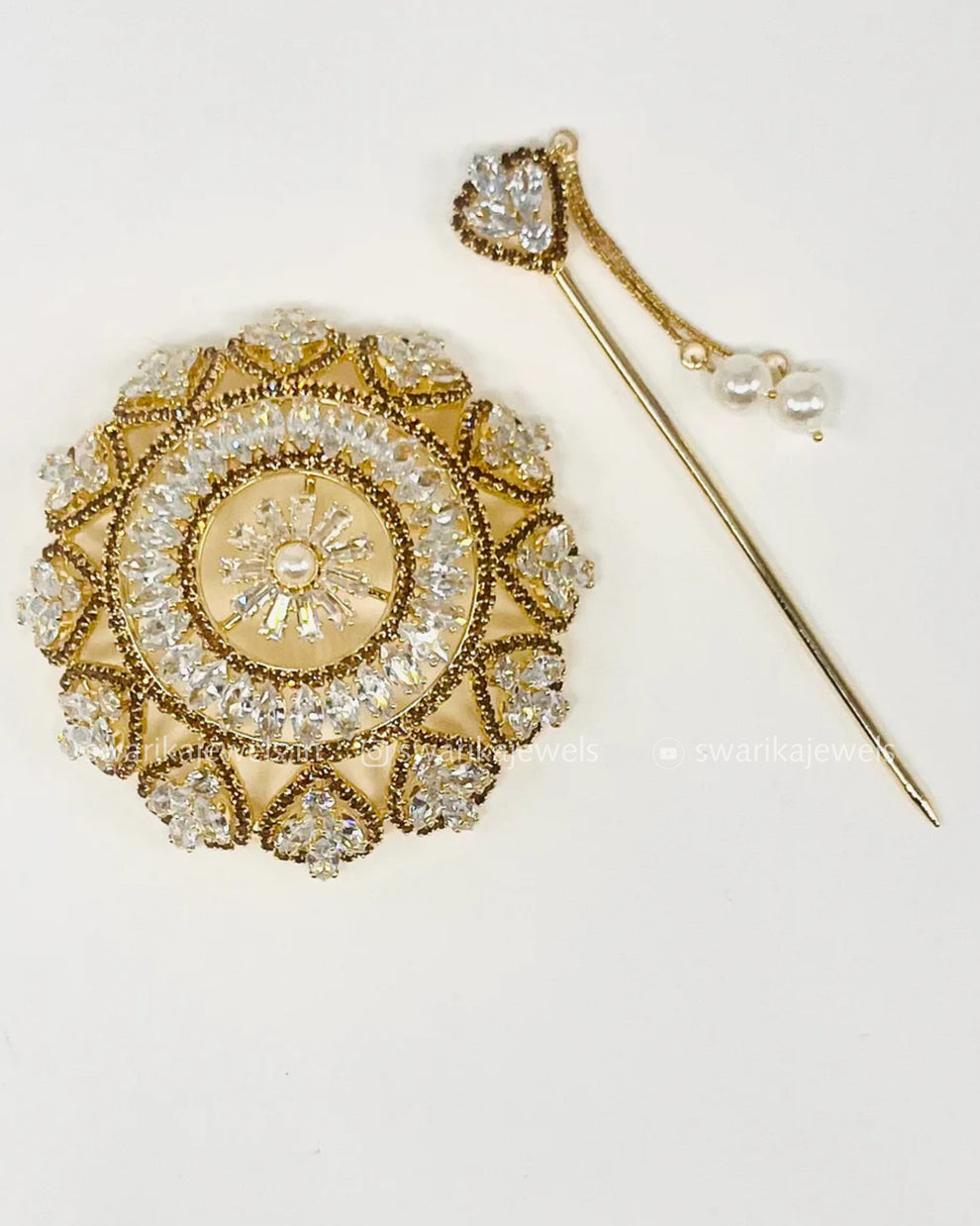 Gold Crystal Mini Bun (metal) – Swarika Jewels